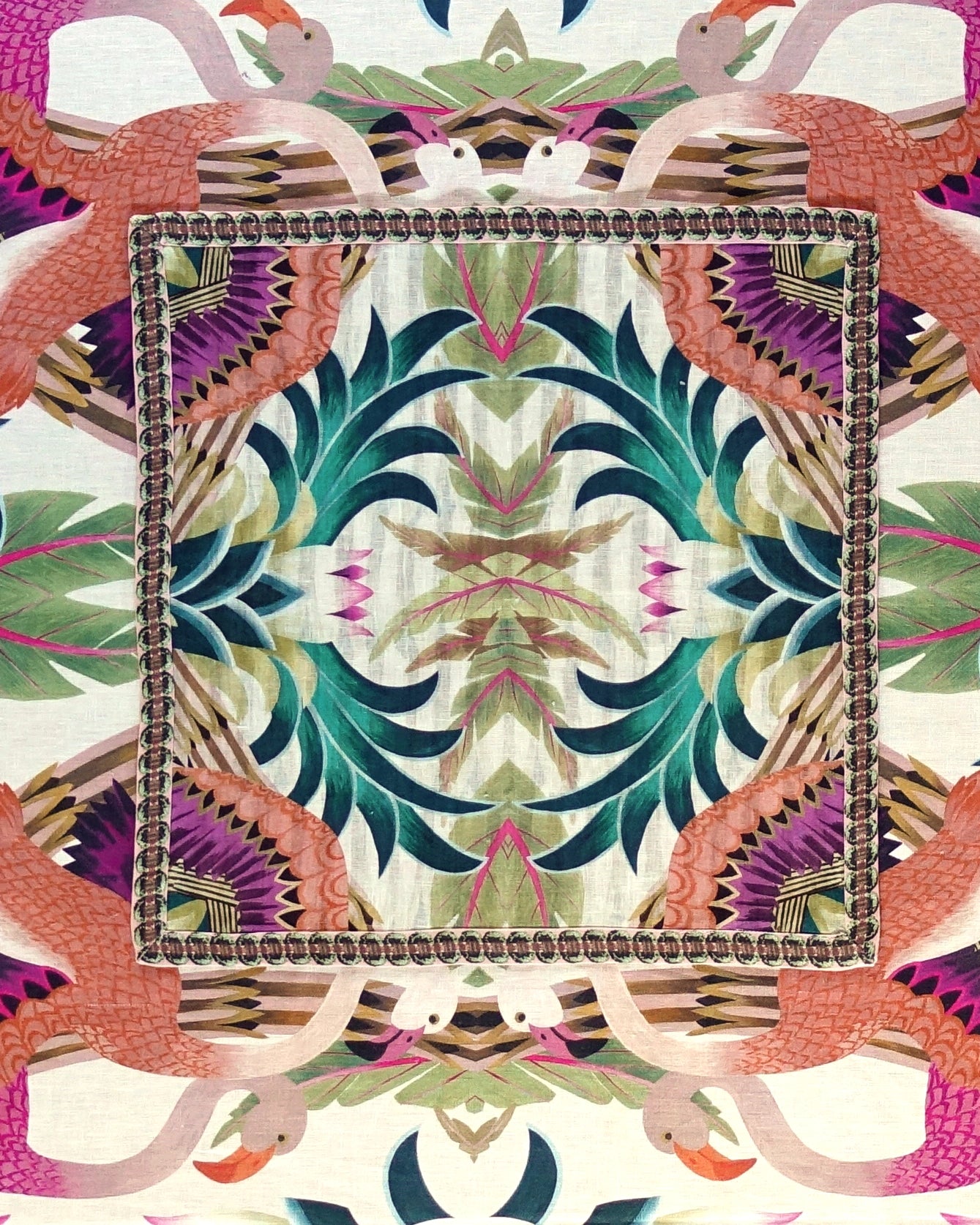 SET of 4 FLAMINGO CREAM NAPKINS